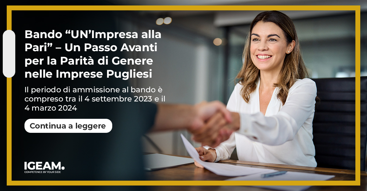 Bando UN'Impresa alla Pari - Certificazione Parità di Genere - IGEAM